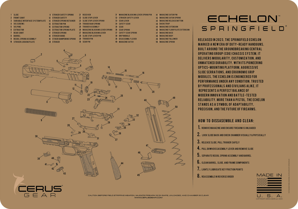 Springfield® Echelon™ Schematic and History Bench Mat