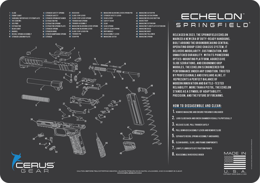 Springfield® Echelon™ Schematic and History Bench Mat