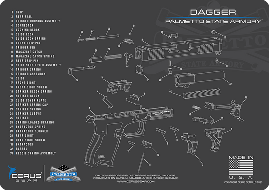 Palmetto State Armory Dagger Pistol Parts Diagram Cleaning Mat