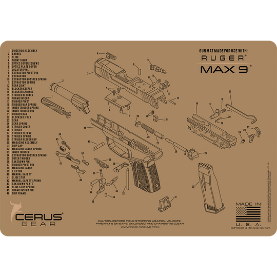 Ruger Max 9 Pistol Schematic Gun Cleaning Mat