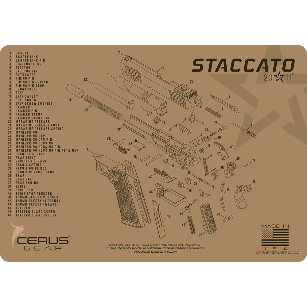 Staccato 2011 Schematic Pistol Cleaning Mat | Cerus Gear