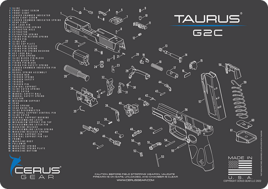 Taurus G2C Parts Diagram Schematic Handgun Cleaning Mat | Cerus Gear