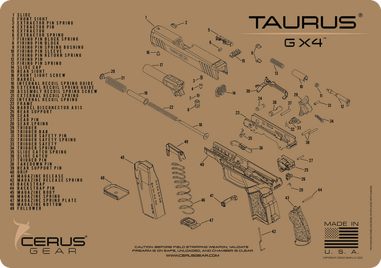 Taurus GX4 Parts Schematic Pistol Cleaning Mat