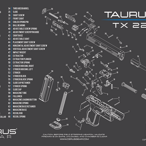 Taurus TX22 Pistol Schematic Cleaning Mat